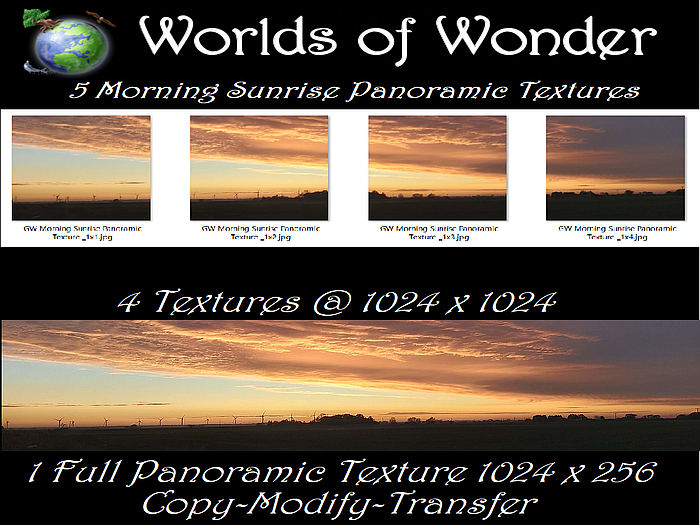 Second Life Marketplace - WoWScapes 5 Morning Sunrise Panoramic Textures